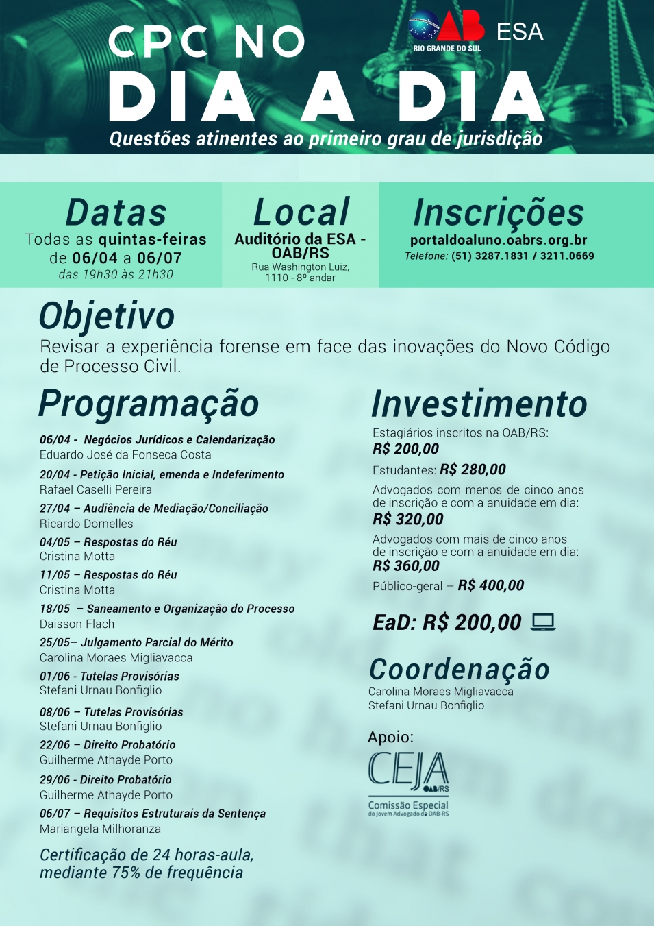 OAB/RS - CPC no Dia a Dia - Questões atinentes ao primeiro grau de ...